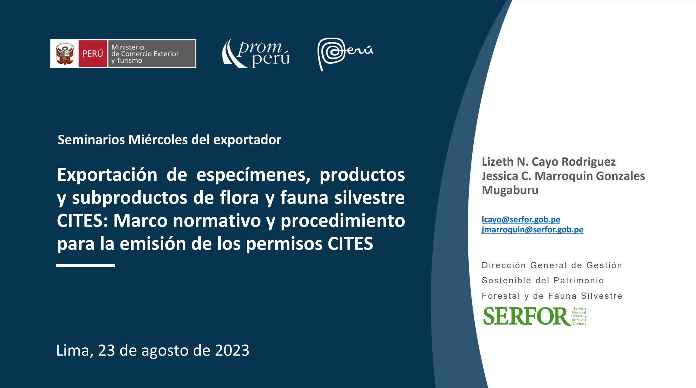 Presentación de Exportación de especímenes, productos y subproductos de ...
